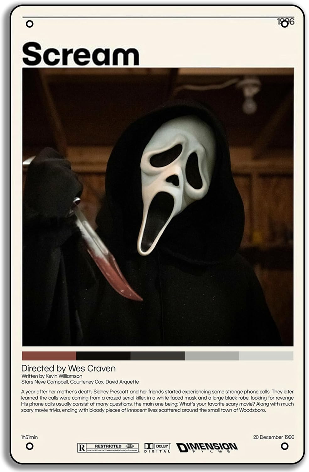 Amazon.com: Scream Movie Poster | Wes Craven, Margot Robbie Minimalist ...