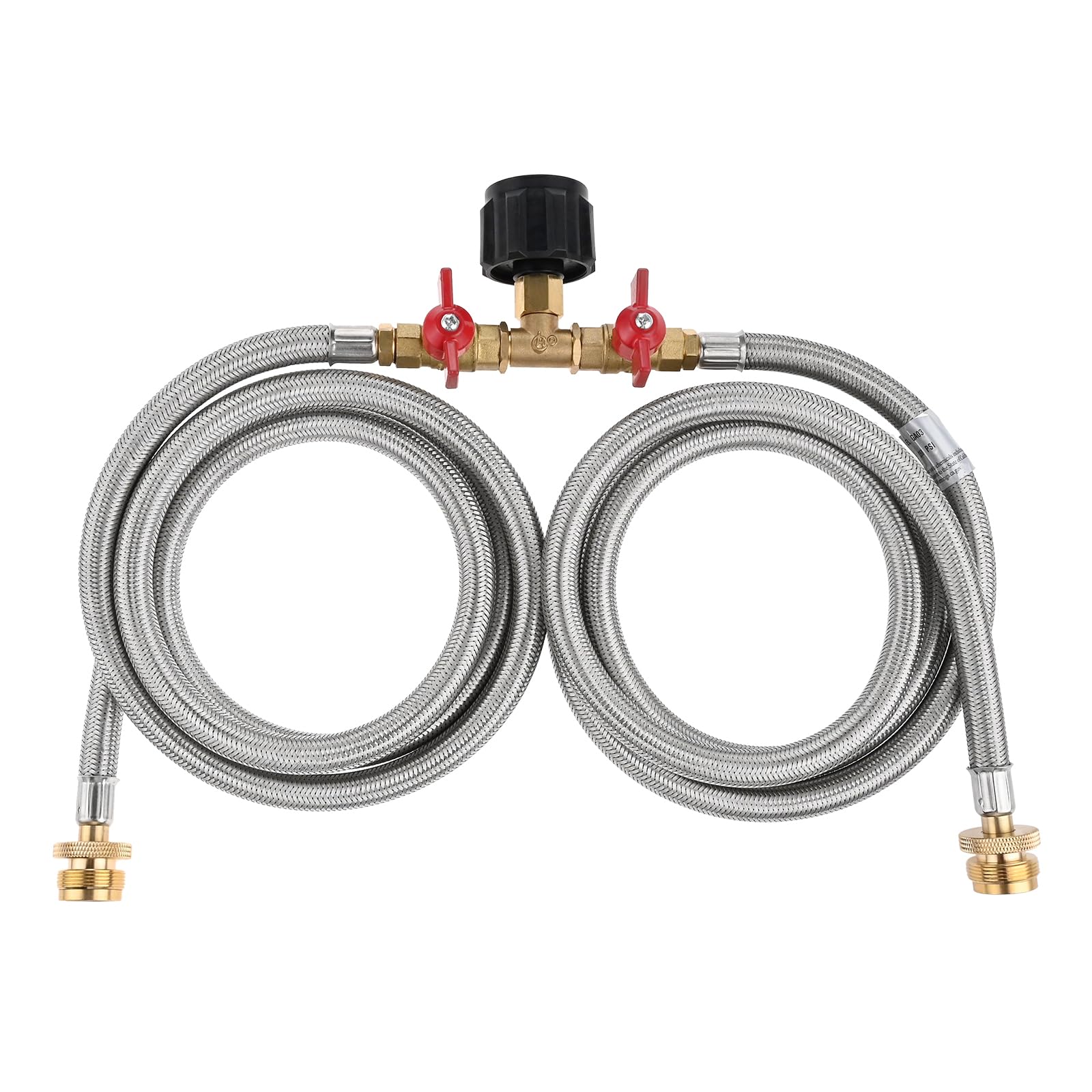 5 FT Propane Splitter Hose, 2 Way Braided Stainless Y Splitter Propane ...