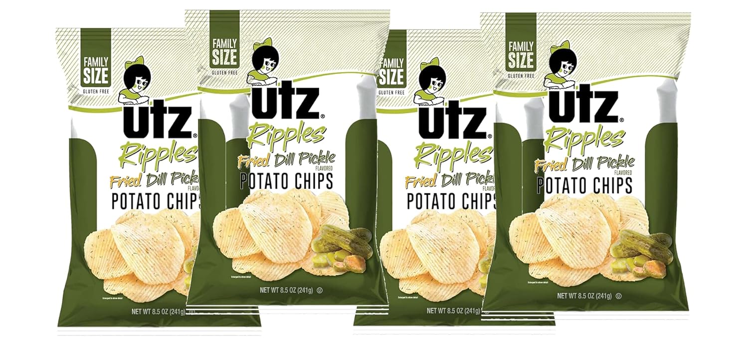Amazon.com: UTZ Potato Chips, Ripples, Fried Dill Pickle, 8.5 Ounce ...