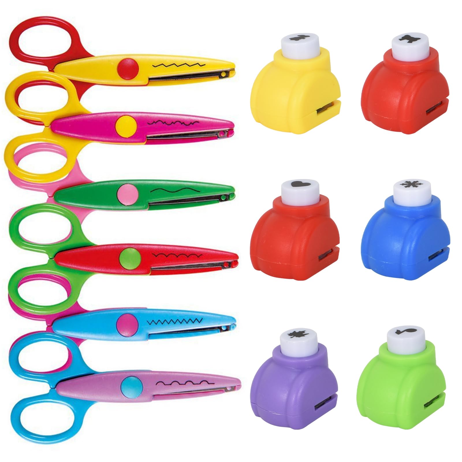 Children's Craft Scissors Set, 6 Pieces Serrated Scissors with 6 Pieces ...