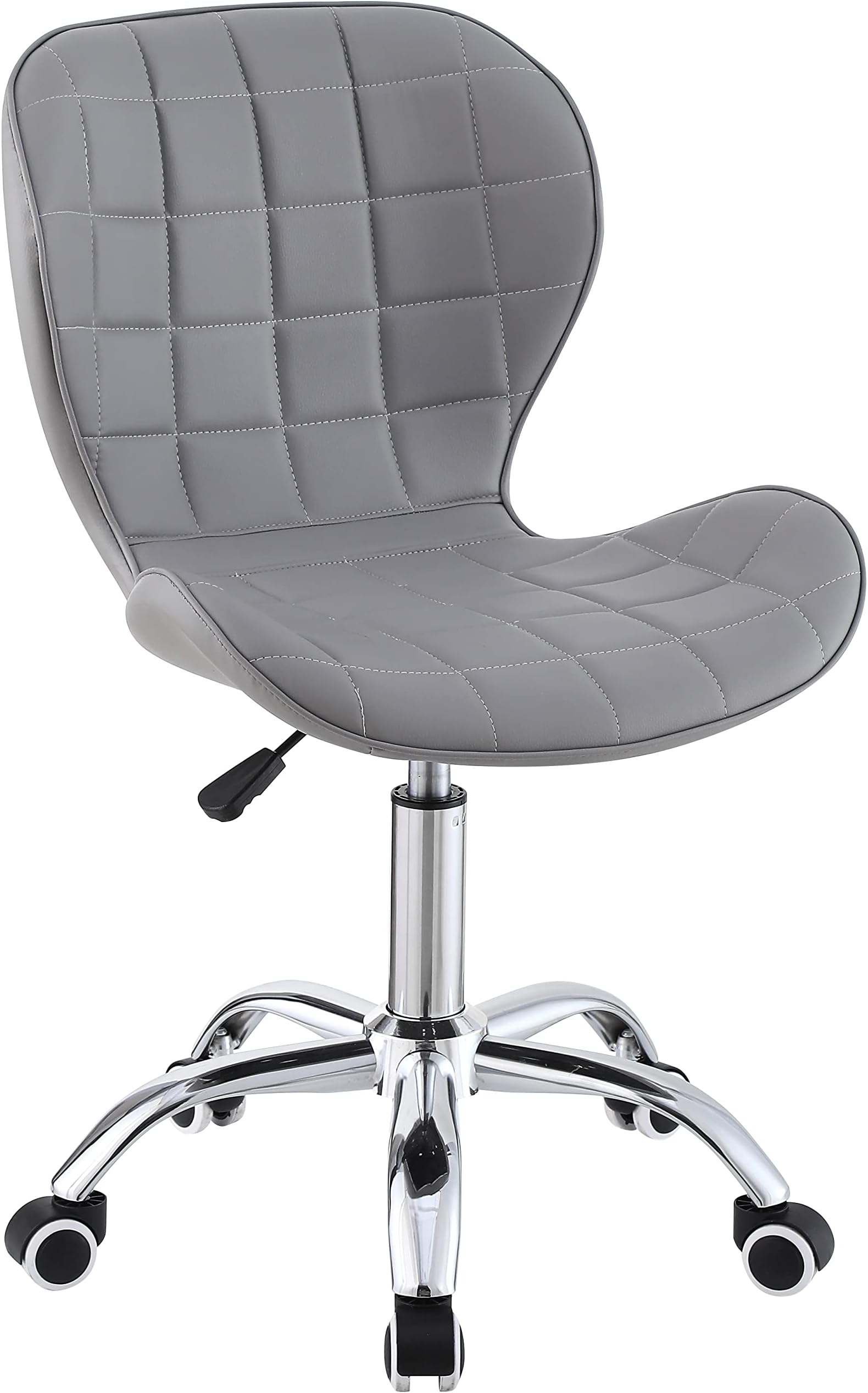 EUCO Grey Desk Chair,PU Leather Computer Chair Adjustable Height Comfy ...
