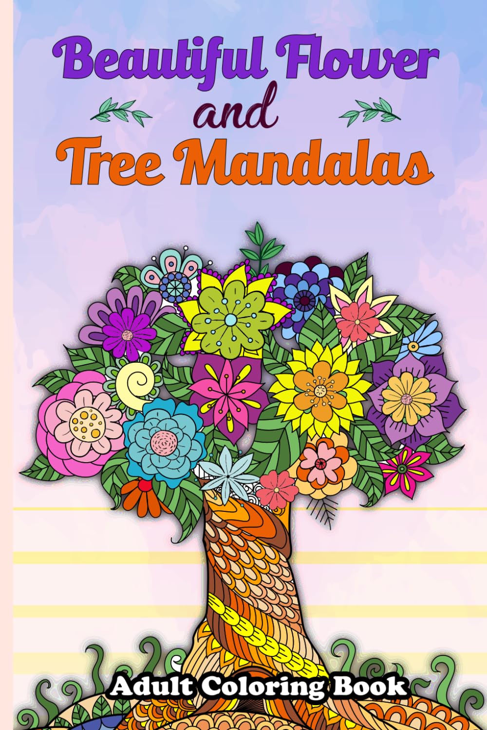 Beautiful Flower and Tree Mandalas: Small Size Adult Coloring Book with ...