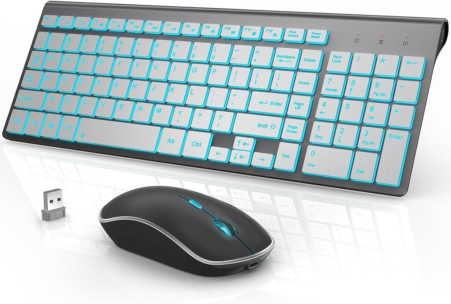 Sablute Wireless Keyboard And Mouse Combo Backlit Compact Quiet Keyboard With Rgb