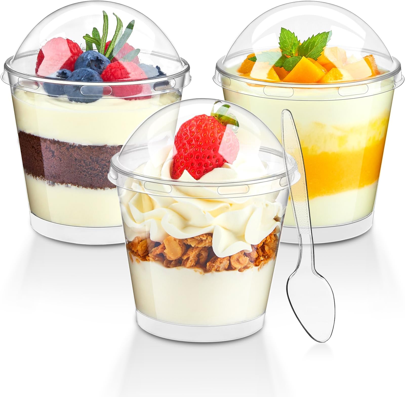 Amazon.com | Qeirudu 50 Pack 6 oz Plastic Cups for Desserts, Mini ...
