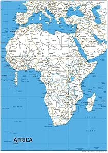 I MAPS Road Map of Africa - Size A2-59.4 x 42cm - Paper Laminated ...