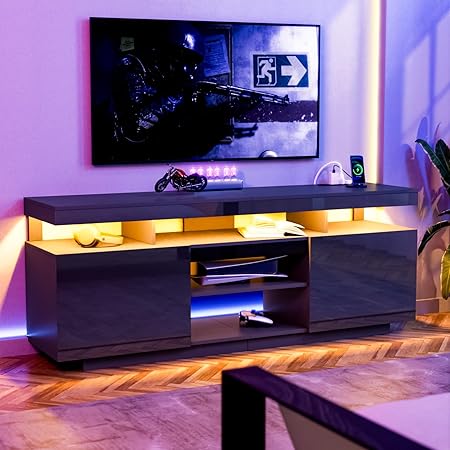Amazon.com: HOMMPA 75 Inch LED TV Stand, Modern Tall Entertainment ...