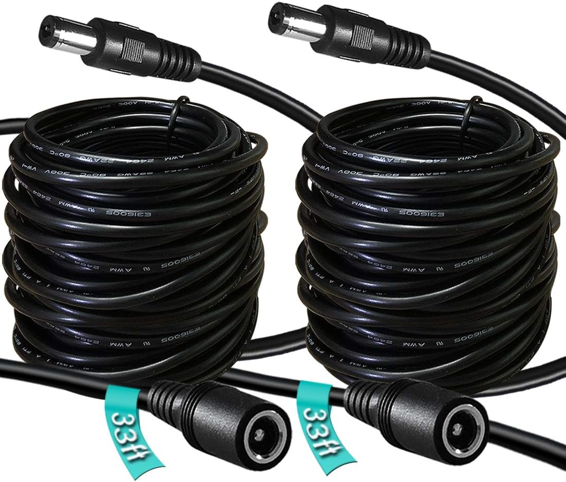 Amazon.com : SIOCEN 2-Pack 33ft DC Power Extension Cable 5.5mm x 2.1mm ...