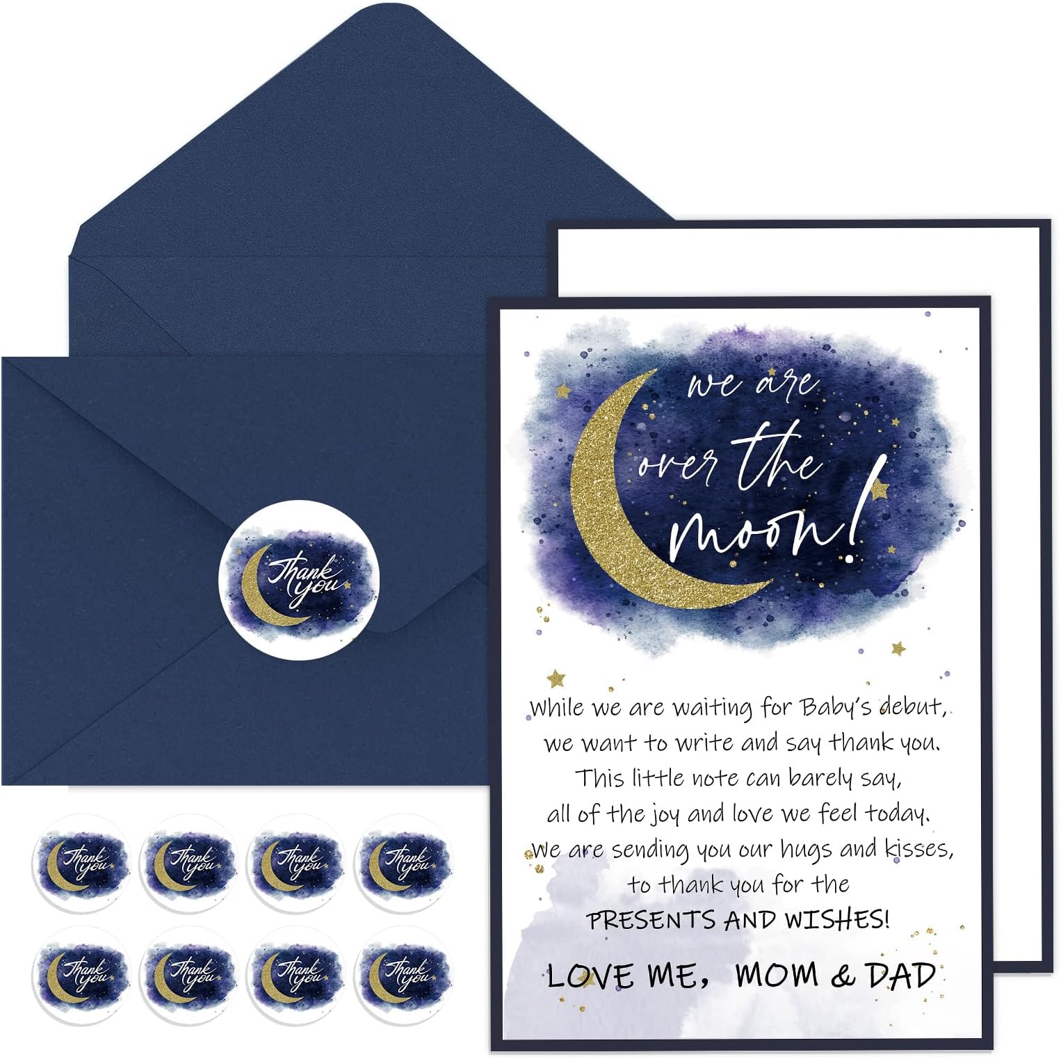 Amazon.com : Chuangdi 50 Sets Baby Shower Thank You Cards with ...