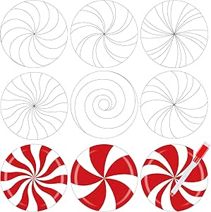 Amazon.com: Lonfliness 61Pcs Christmas Peppermint Cutout Coloring Candy ...