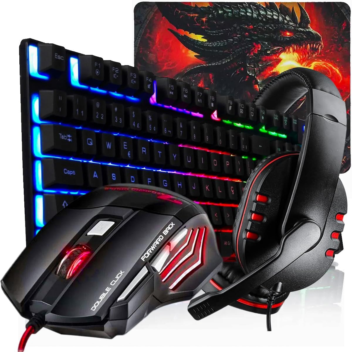 Kit Gamer Headset Teclado Mouse Completo Periféricos Gamer Led 3200 Dpi ...