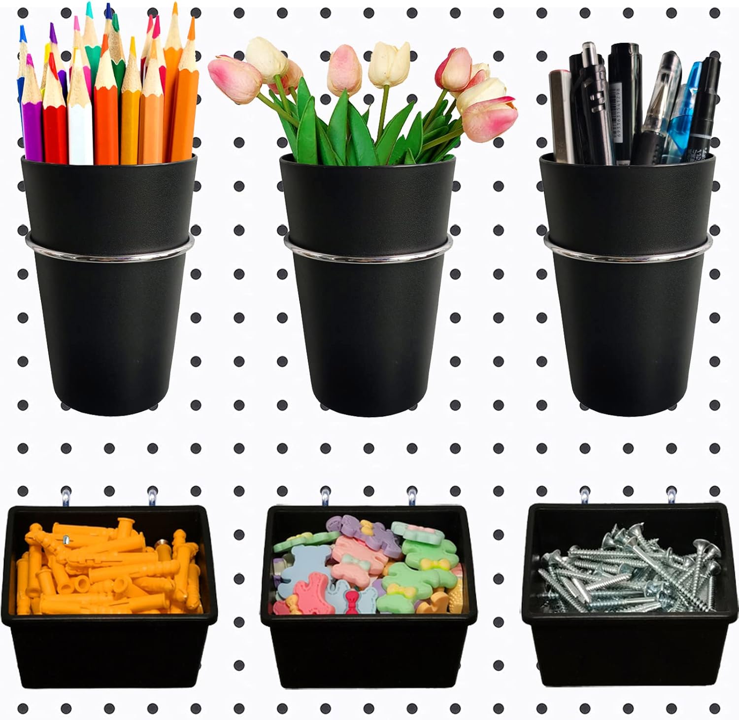 Amazon.com: ZOOLMEEAN 6 Sets Pegboard Bins Pegboard Cups with Hooks ...