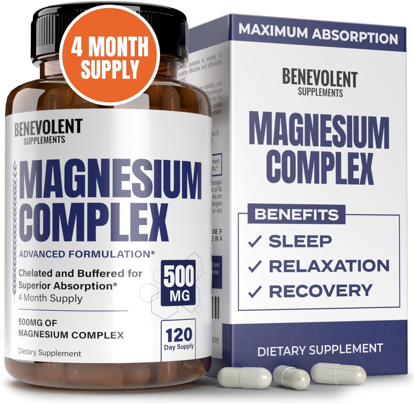Amazon.com: Magnesium Complex Supplement, 4 Month Supply of 500mg 5-in ...