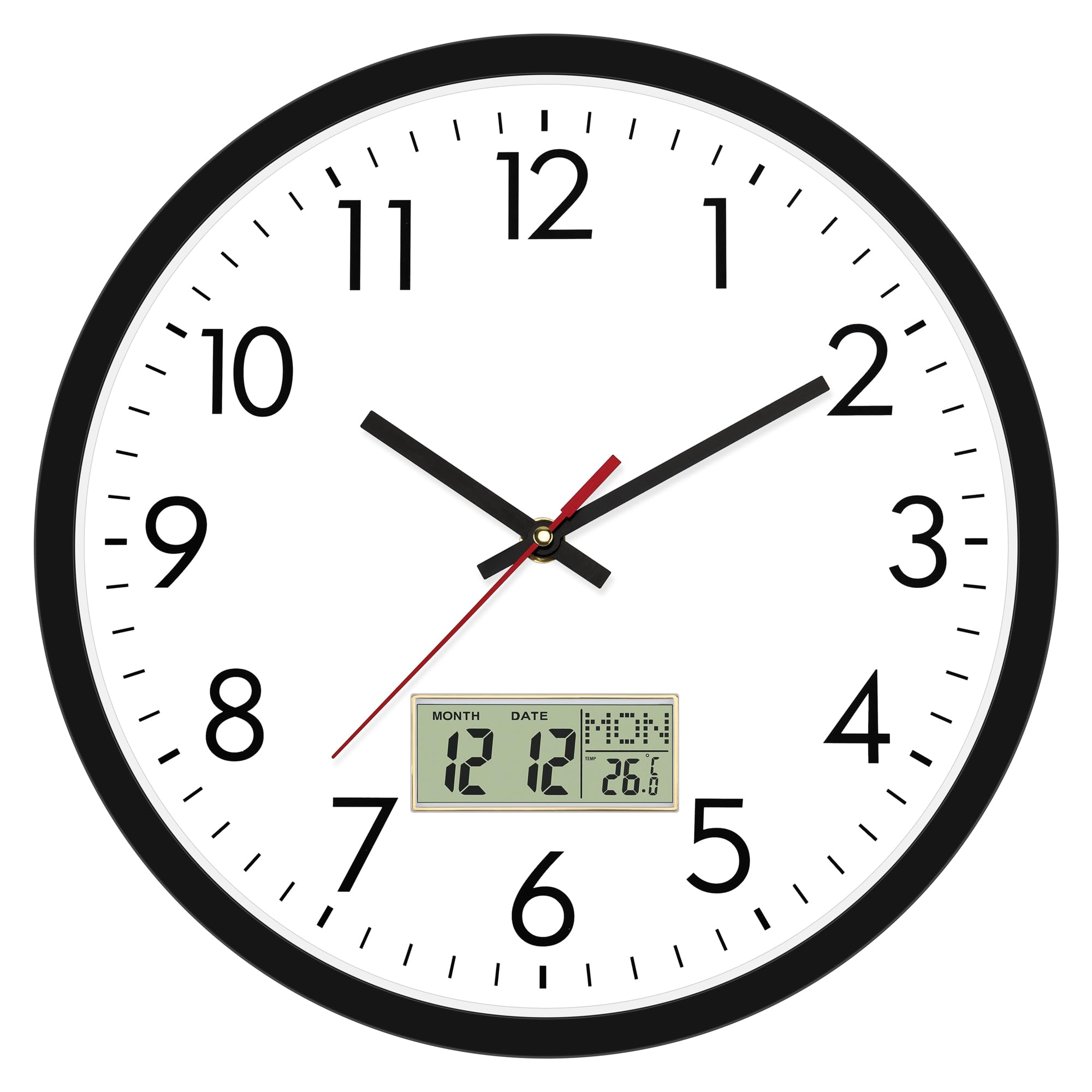 Amazon.com: Lumuasky Wall Clock, 12" Dial Non-Ticking Silent Battery ...