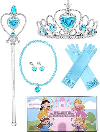 Amazon.com: ROC PARTY Princess Dress Up Accessories Set for Girls Crown, Wand, Gloves, Necklace ...