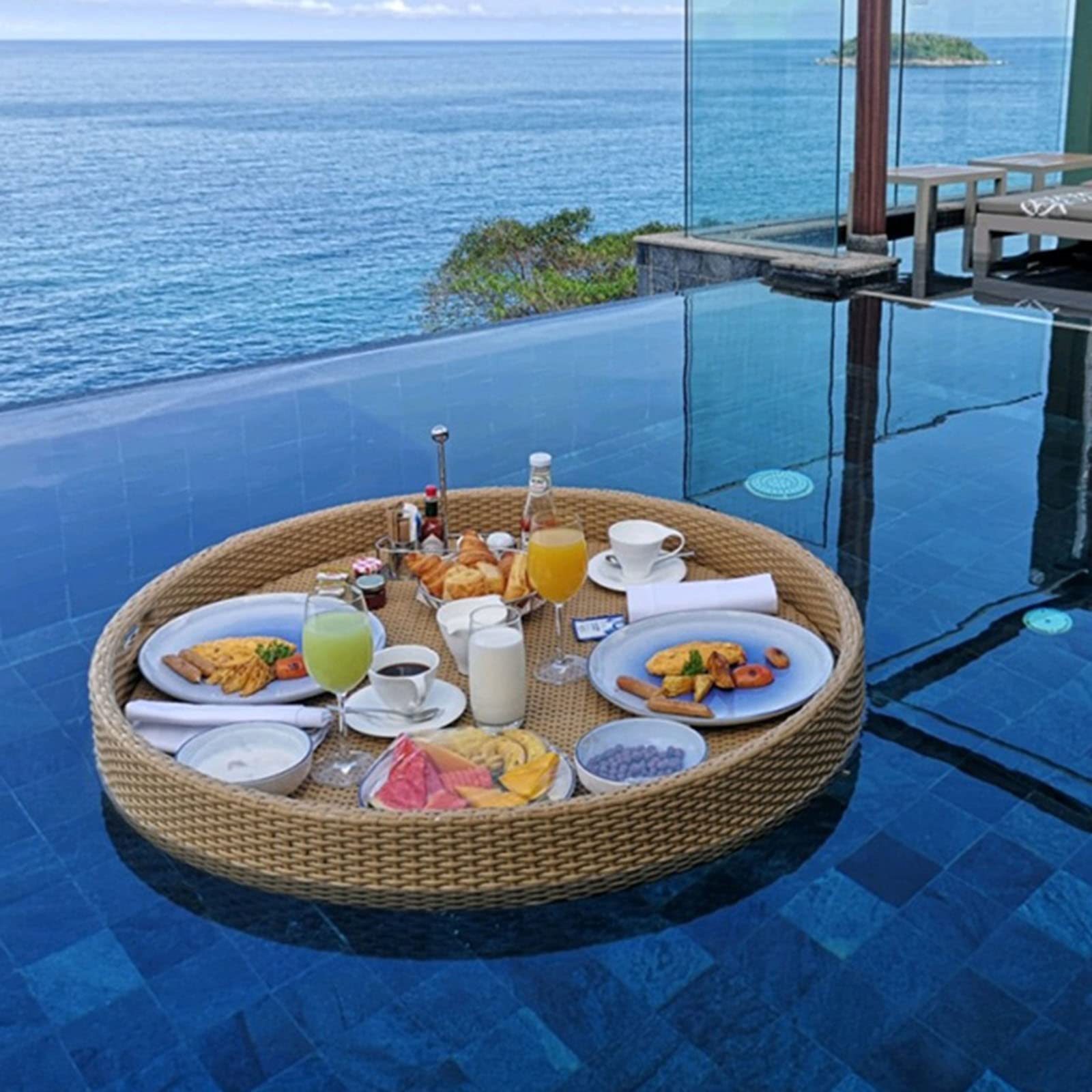 Buy Rattan Floating Tray, Food Tray with Handles Floating Tray Luxury ...