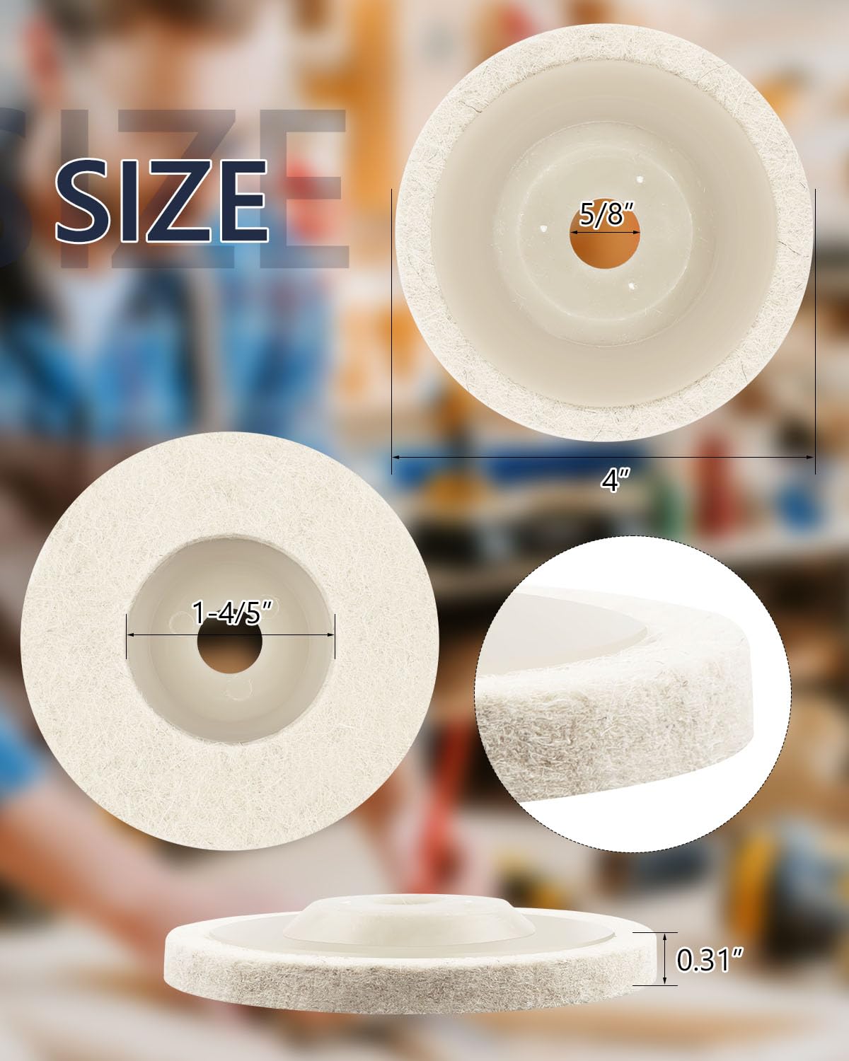 Snapklik.com : 4" Wool Felt Polishing Wheel Disc, 10 Pack Angle Grinder ...