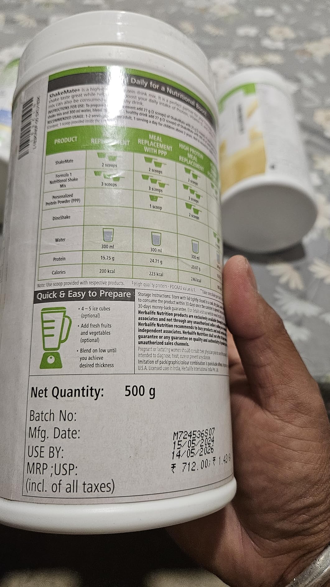 Herbalife Nutrition Shakemate 500gm (The Perfect Patner of Formula one ...
