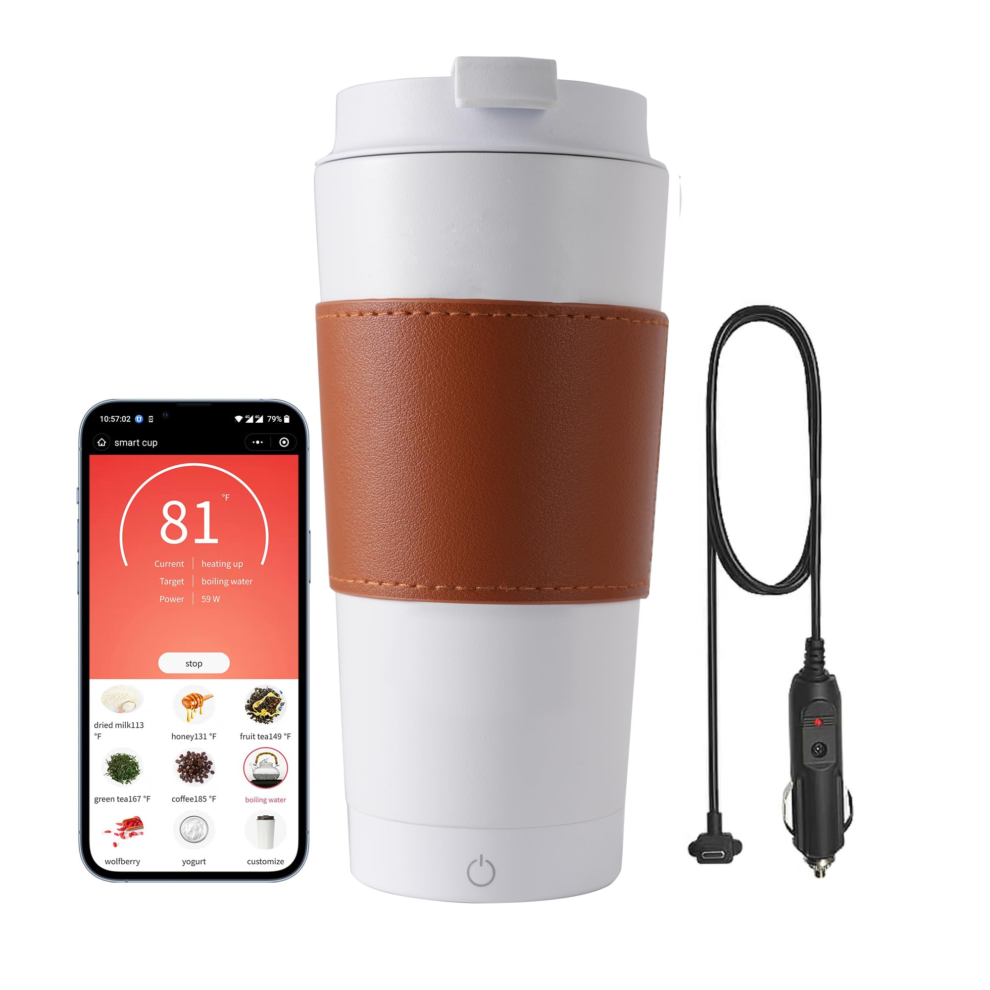 Amazon.com: DULO 350ml Car Smart Electric Coffee Mug Warmer, Heater ...
