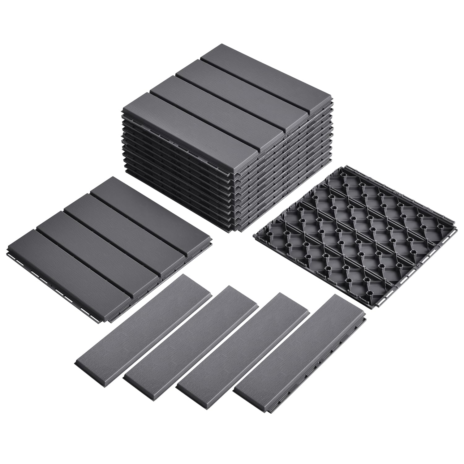 Amazon.com: 9 Pcs Plastic Interlocking Deck Tiles 12“x 12” for Bathroom ...