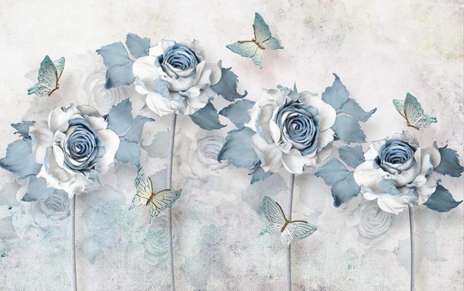 Light Blue Flowers Wallpapers Wallpaper For Living Room Blue Flowers