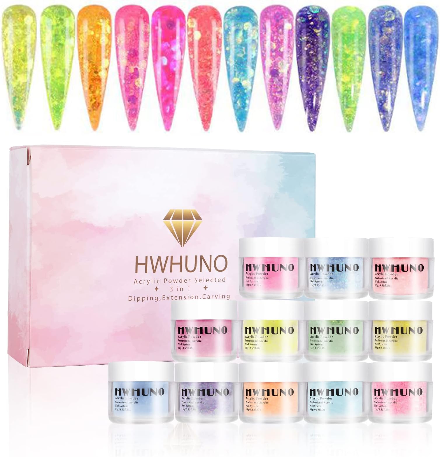 Amazon.com: 24 Color Acrylic Nail Powder Set, Acrylic Powder Set, Nail ...