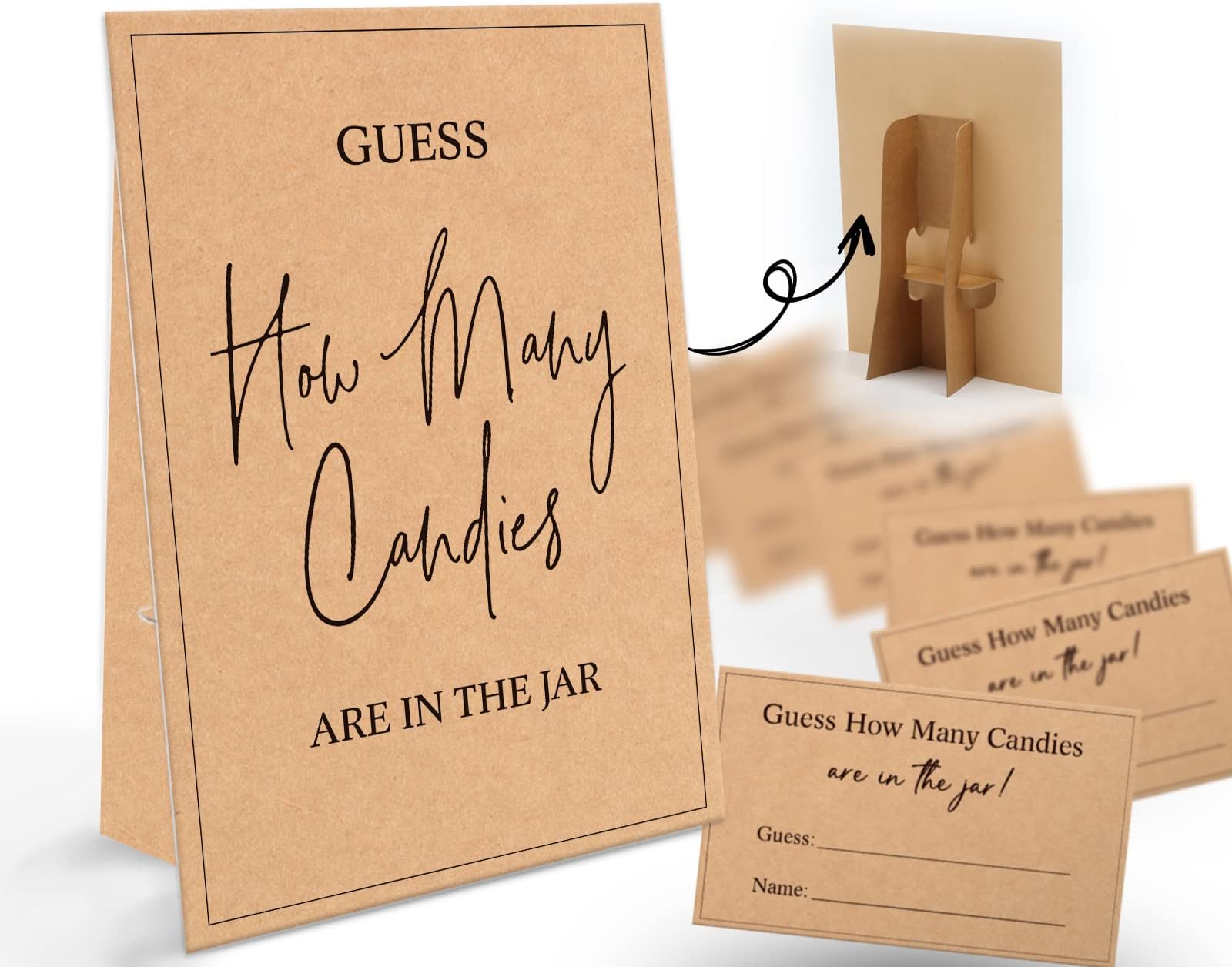 Amazon.com: Candy Guessing Game Cards-1 Sign 8x11" and 50 Cards, Kraft ...