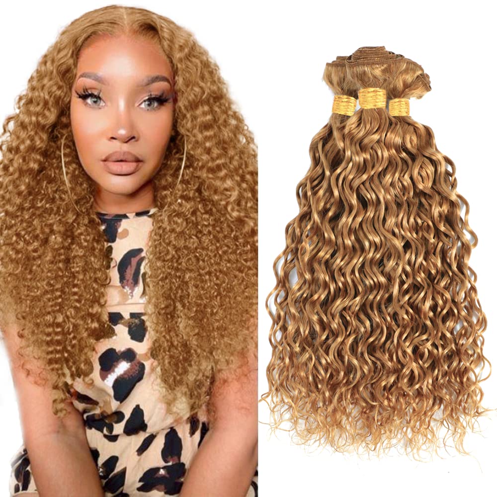 Amazon.com : Color 27 Human Hair Bundles Honey Blonde Human Hair ...