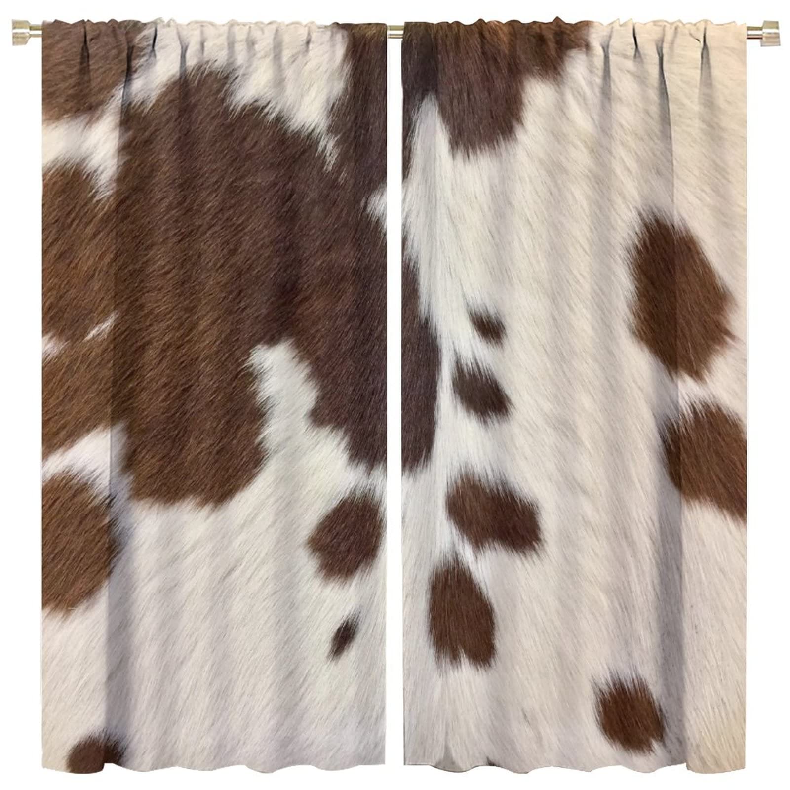 Amazon.com: Retro Cow Print Curtains,Farmhouse Animal Skin Theme Window ...