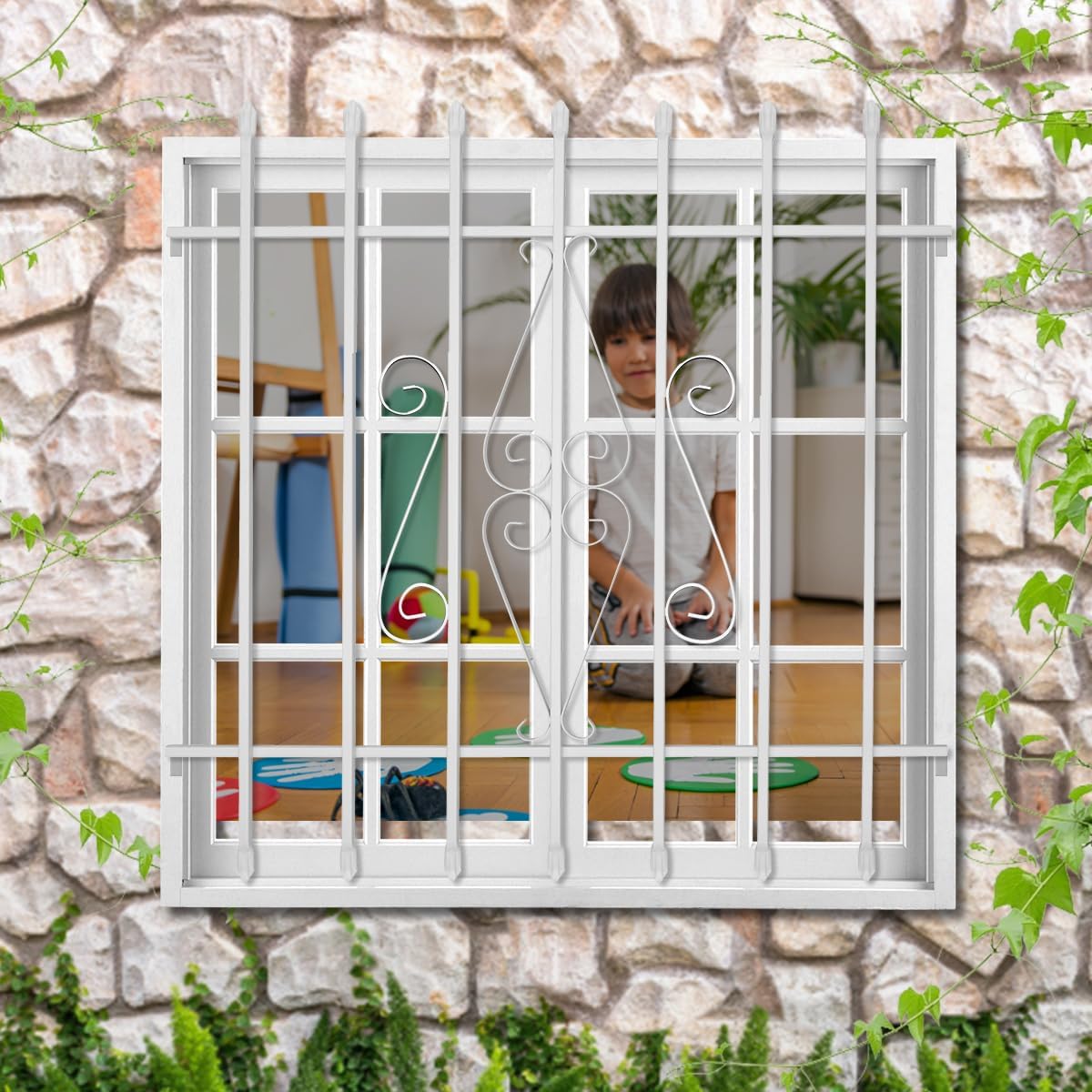 WEWORTH Spear Point Heavy Duty Window Bar,Window Security Bars Guards ...
