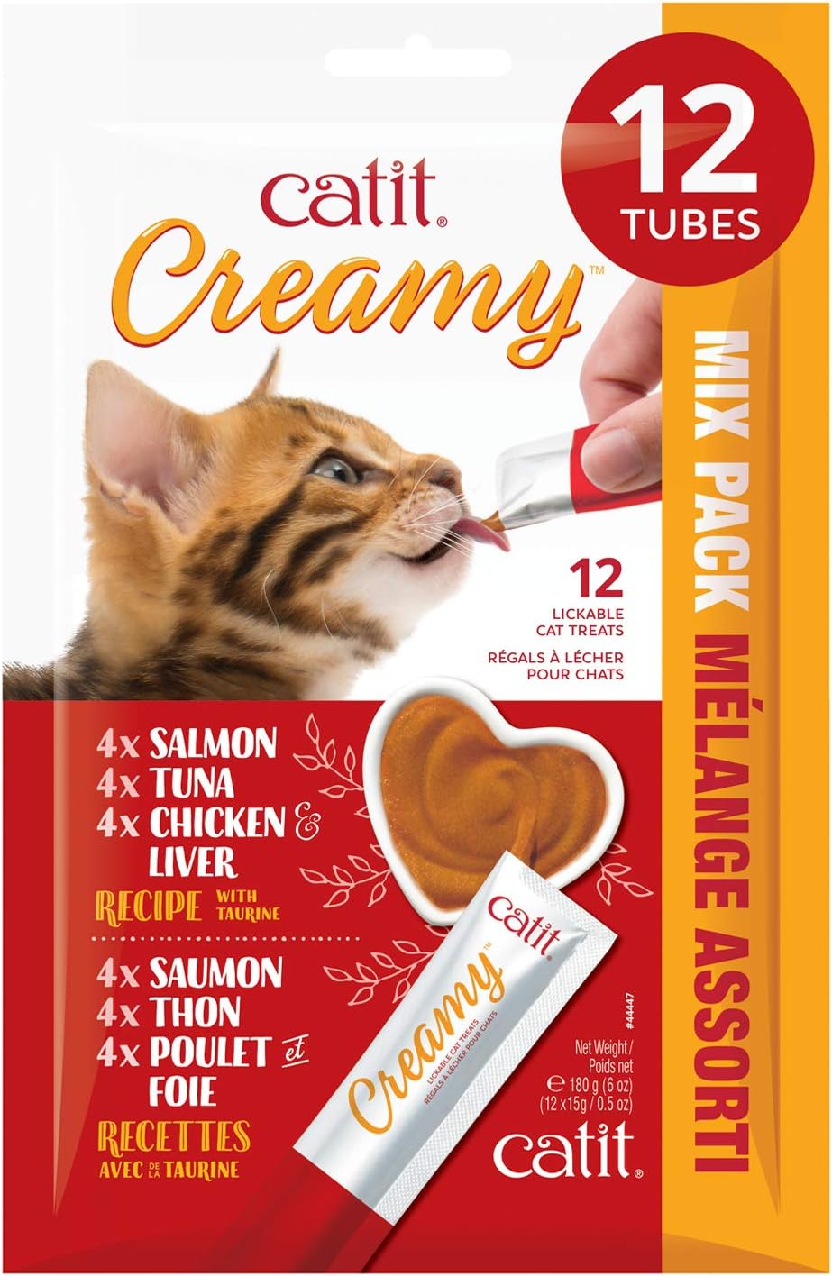 Catit Creamy Lickable Cat Treat, Healthy Cat Treat, Assortment, 12 ...