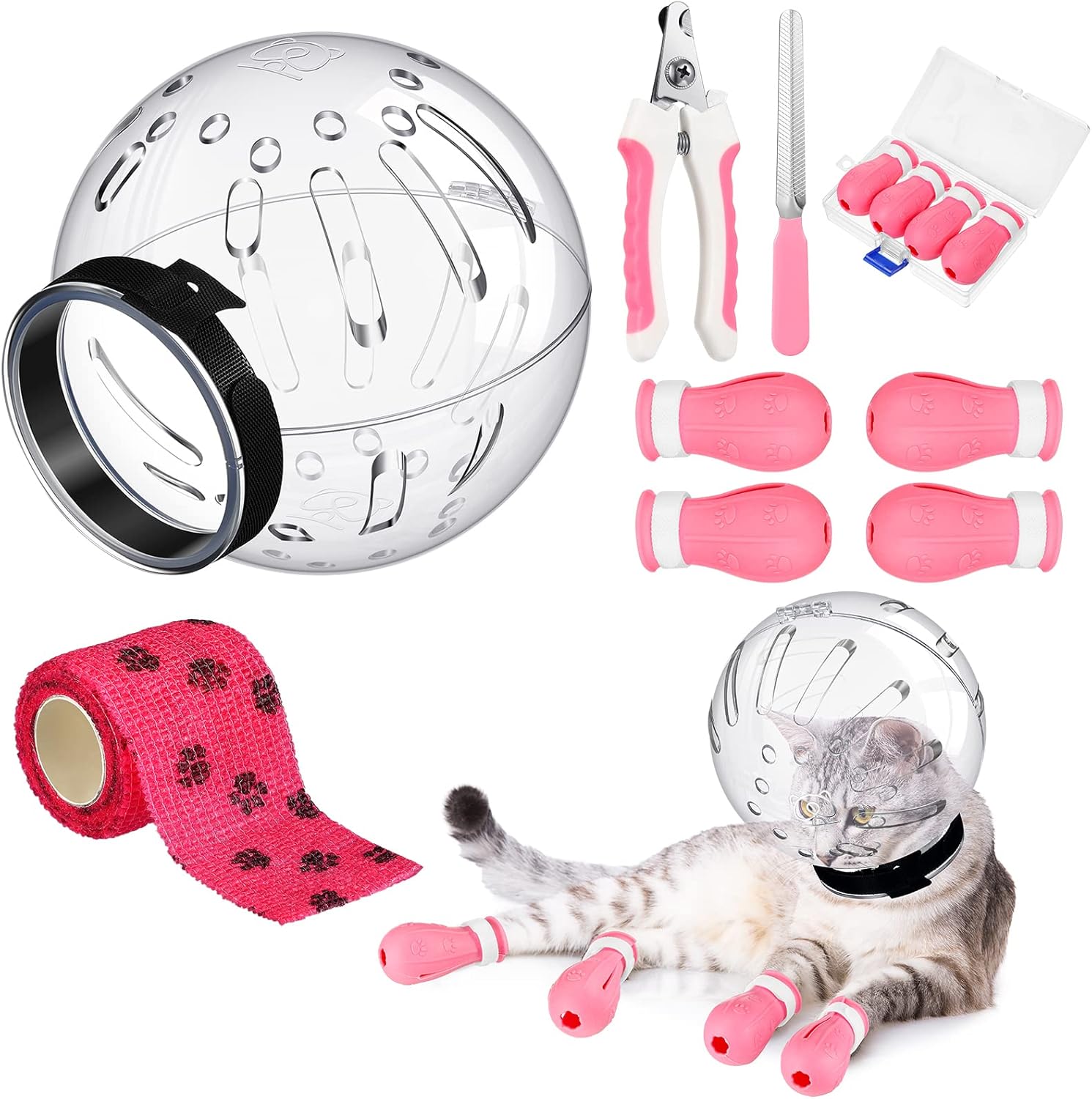 Amazon.com : LEIFIDE Cat Muzzle for Grooming Adjustable Hood with Cat ...