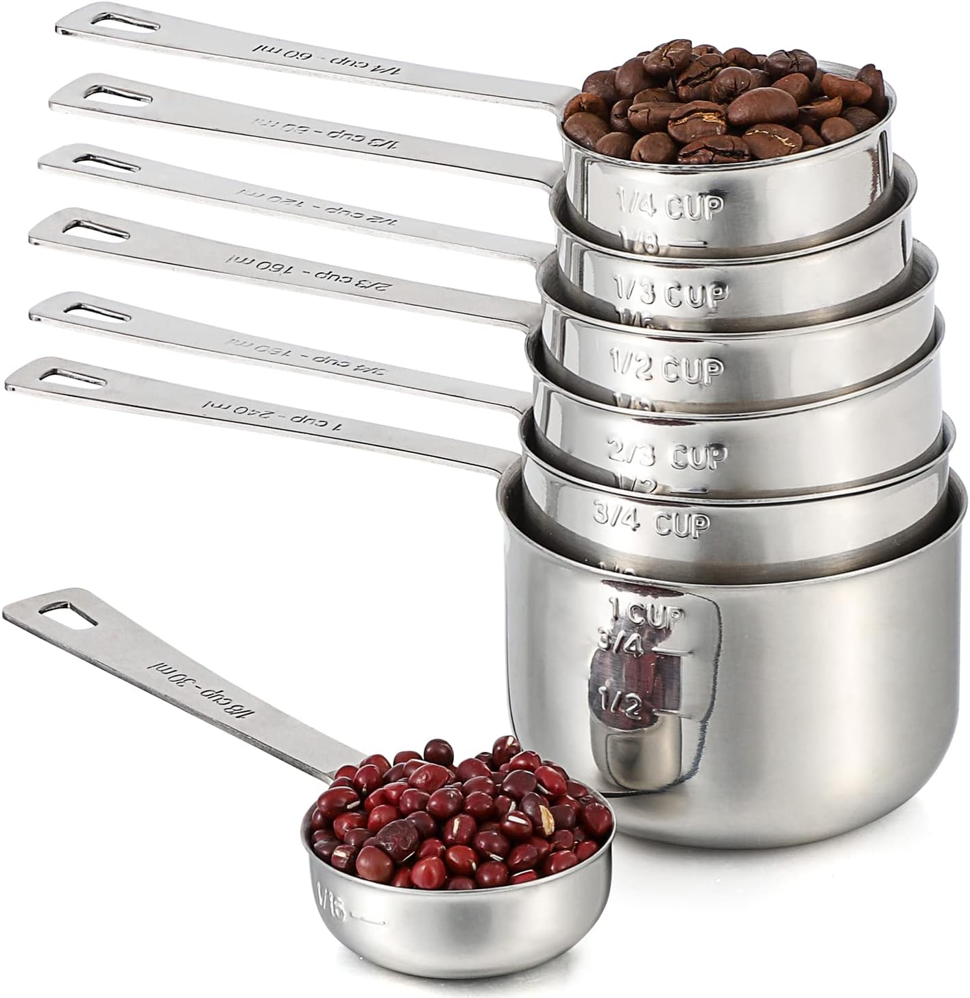 Amazon.com: Measuring Cups Set of 7 Stainless Steel Measuring Cup ...