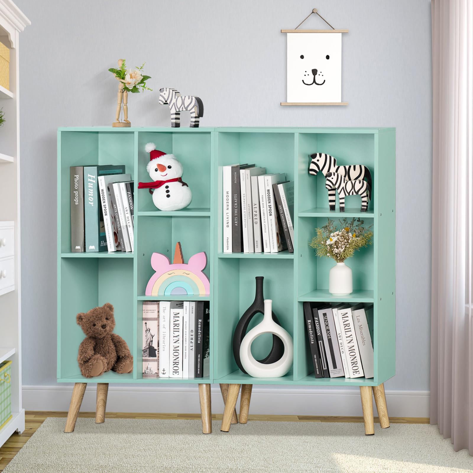 Mint Blue Bookcase Ever Simple Modular Slate Blue Wood Kids Bookcase