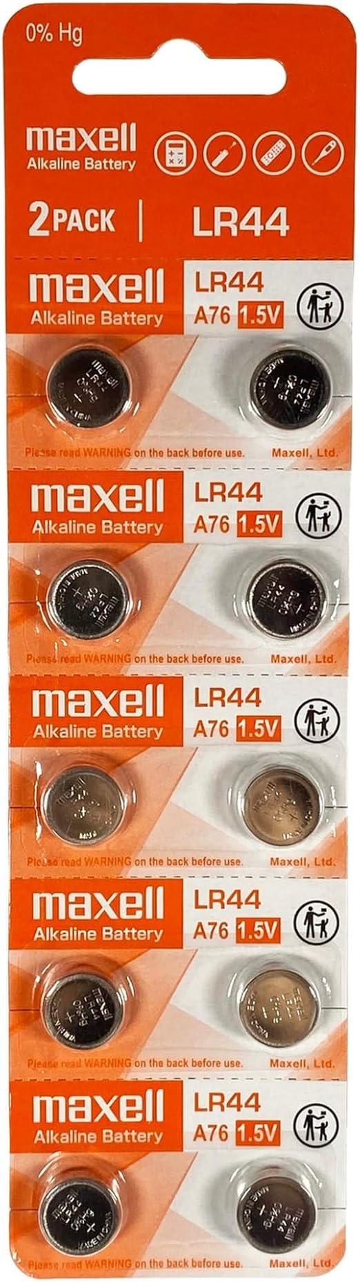 Amazon.com: Maxell LR44 (A76) Batteries, 10 Count (775011) : Health ...