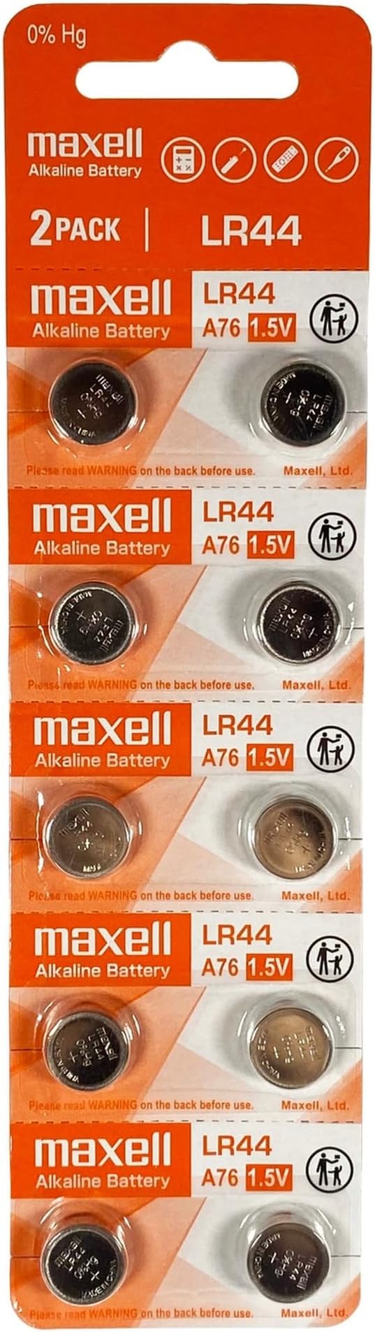 Amazon.com: Maxell LR44 (A76) Batteries, 10 Count (775011) : Health ...