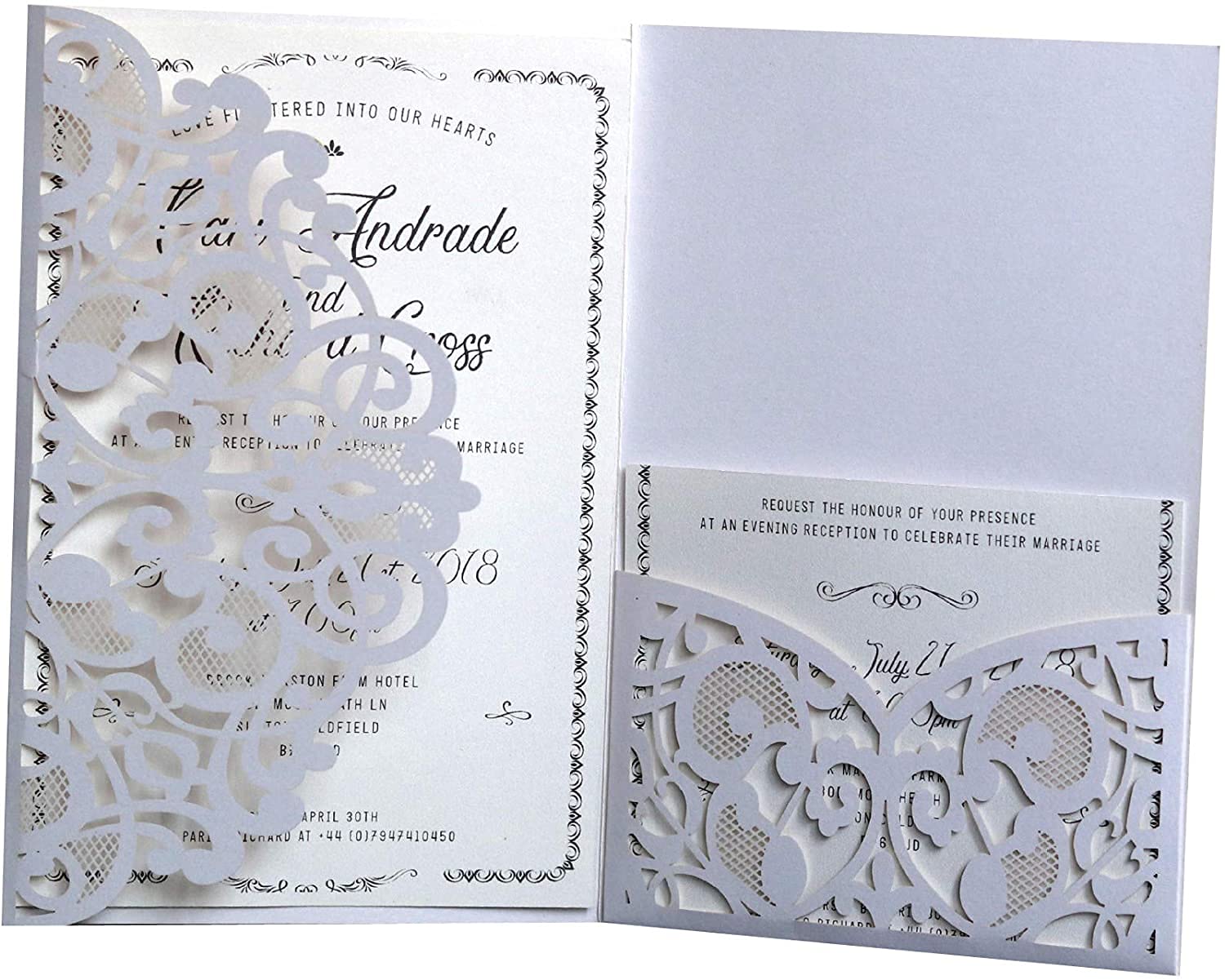 Laser Cut Lace Paper Inserts Rose Gold Glittery Laser Cut Wedding