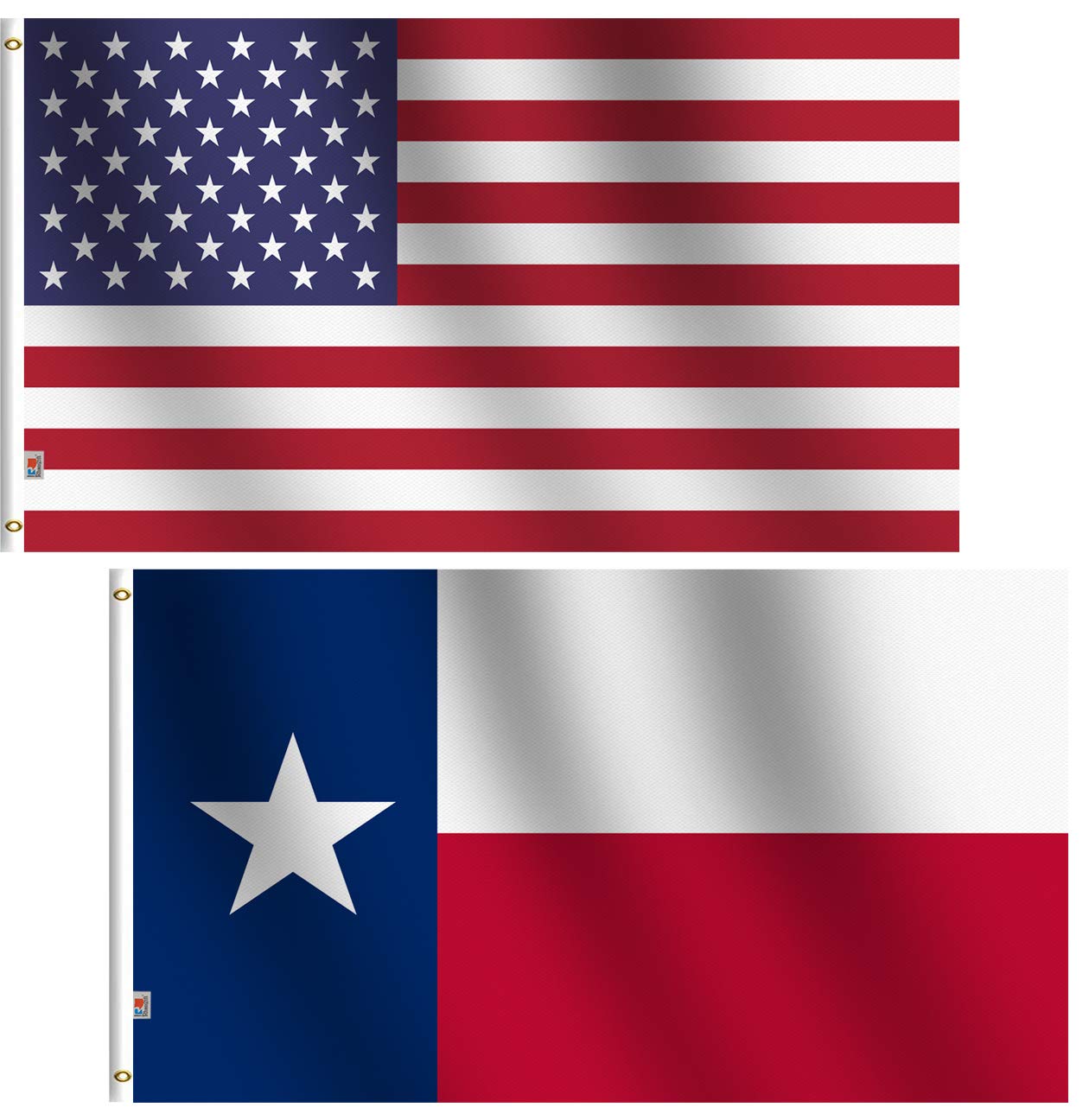 Amazon.com : 2Pack Set USA Lone Star Texas Flag&American Flag 3x5 ft ...