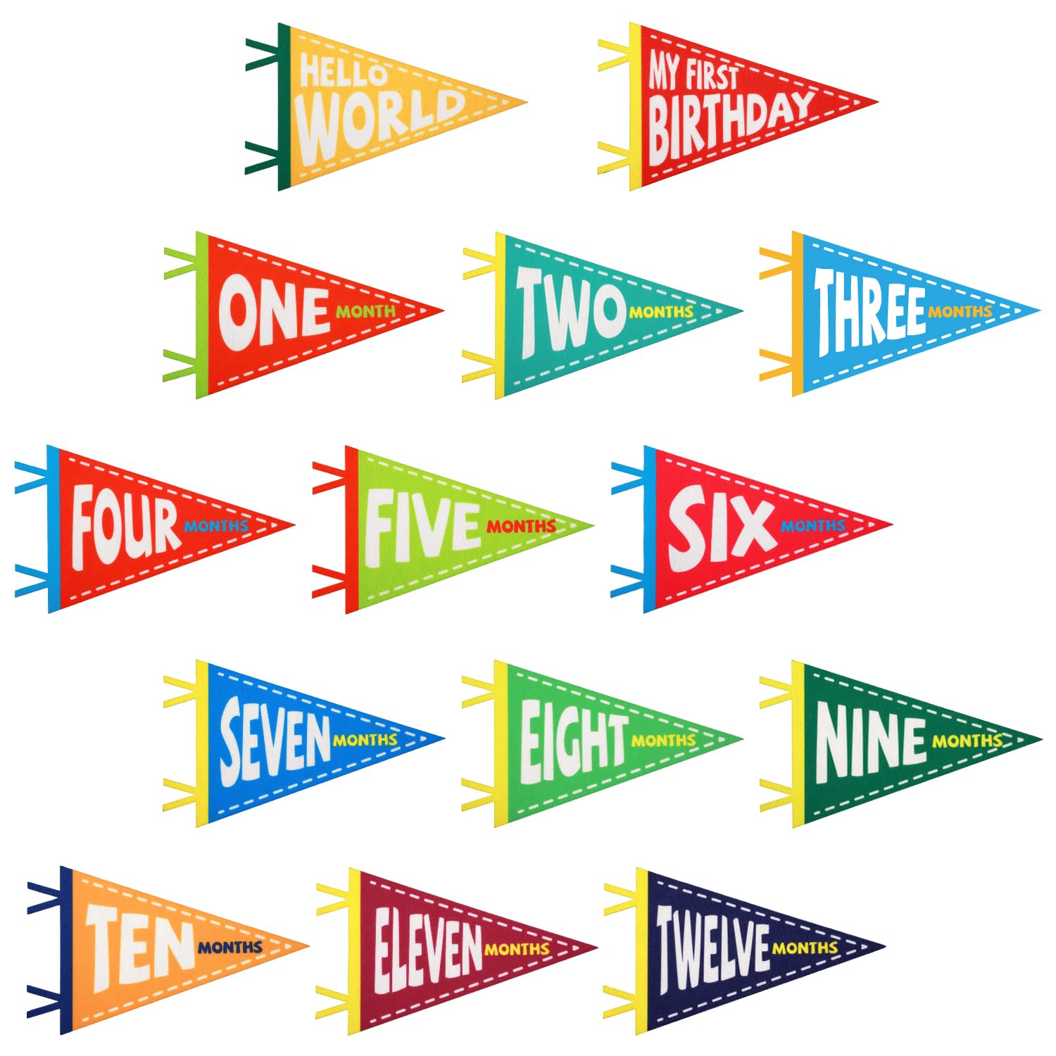 Amazon.com : 14pcs Baby Milestone Flags, Felt Monthly Milestone Pennant ...