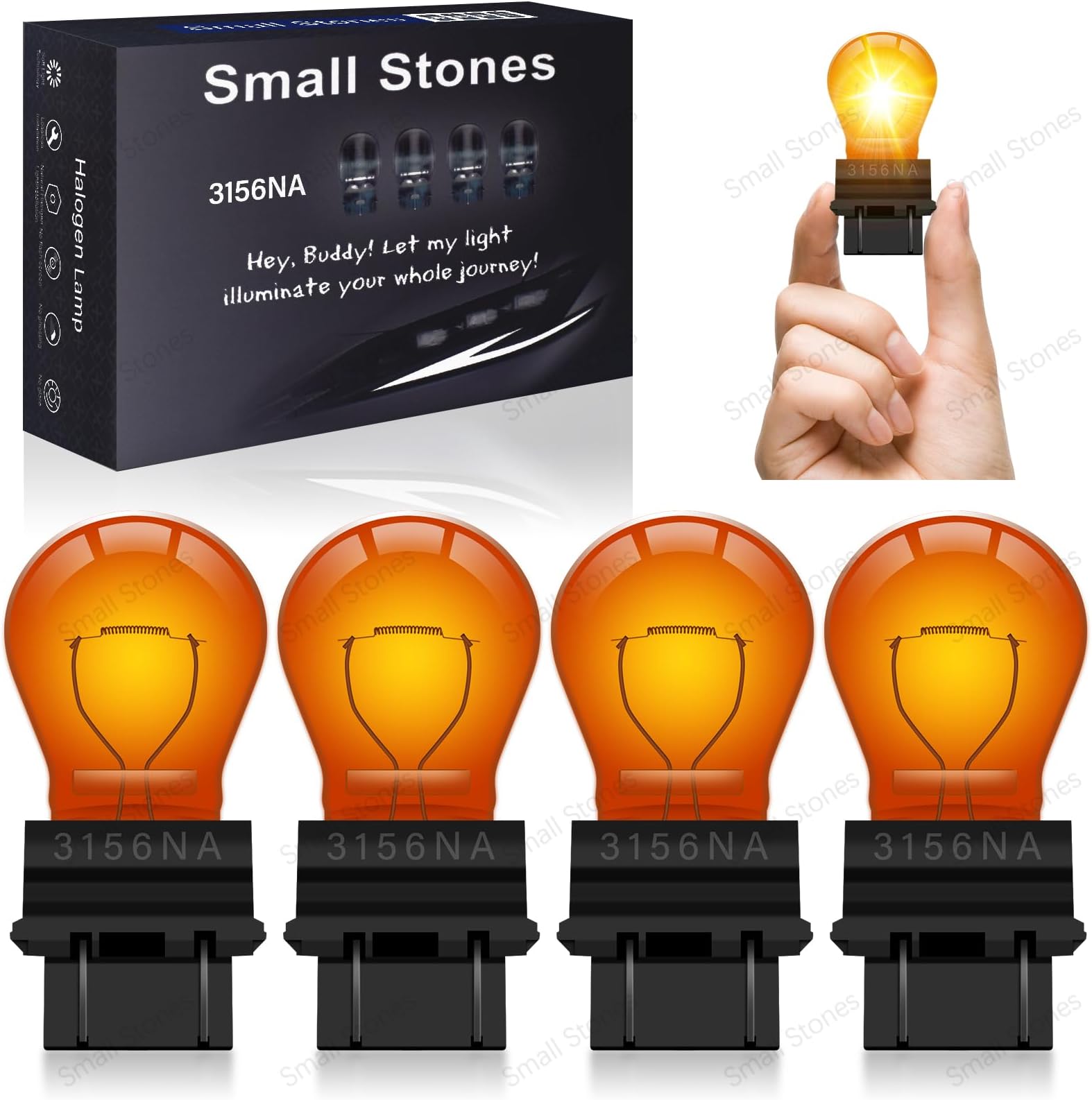 Amazon.com: Small Stones 4PCS 12V P27W 3156 3456 Long Life Miniature ...