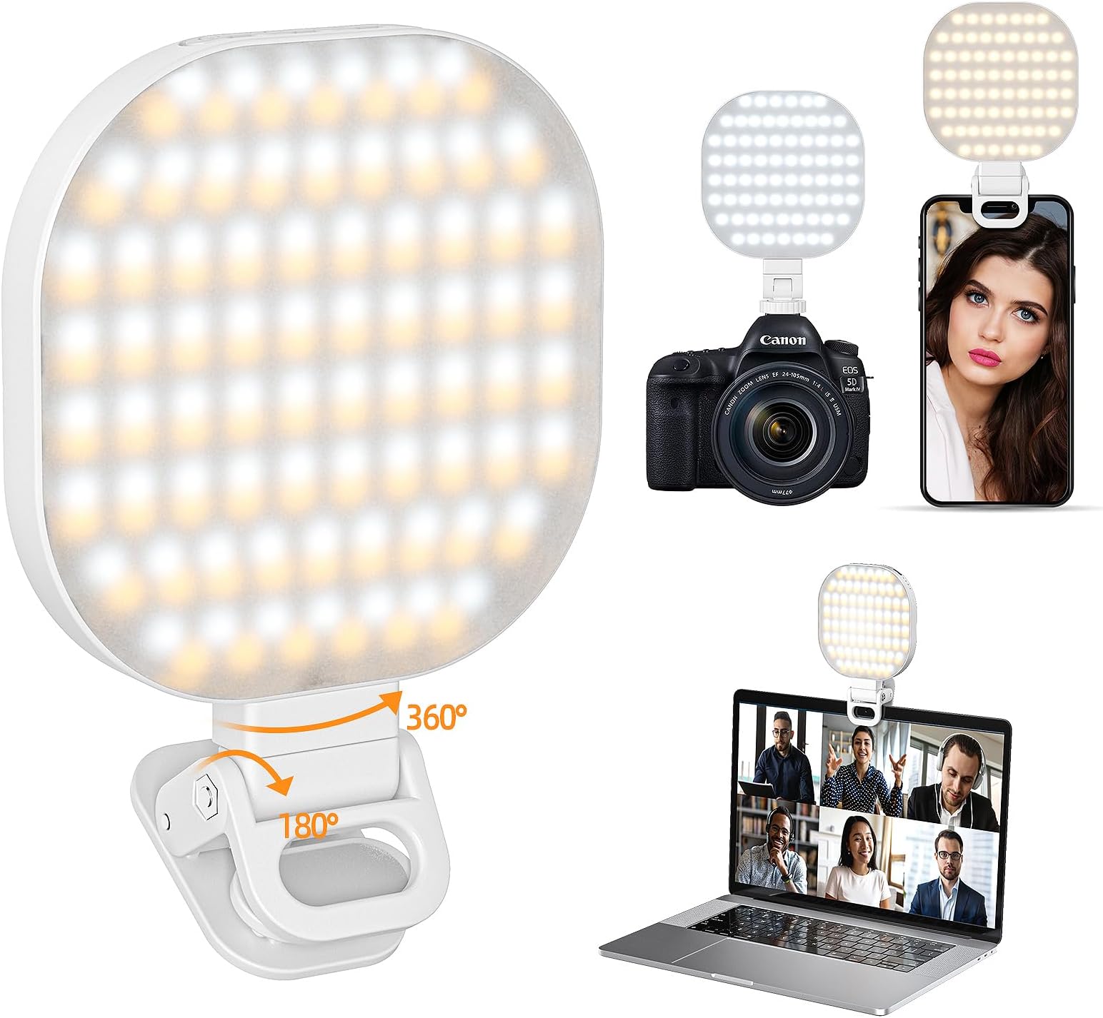 Adofys LED Portable Selfie Light Video Conference Lighting with Clip ...