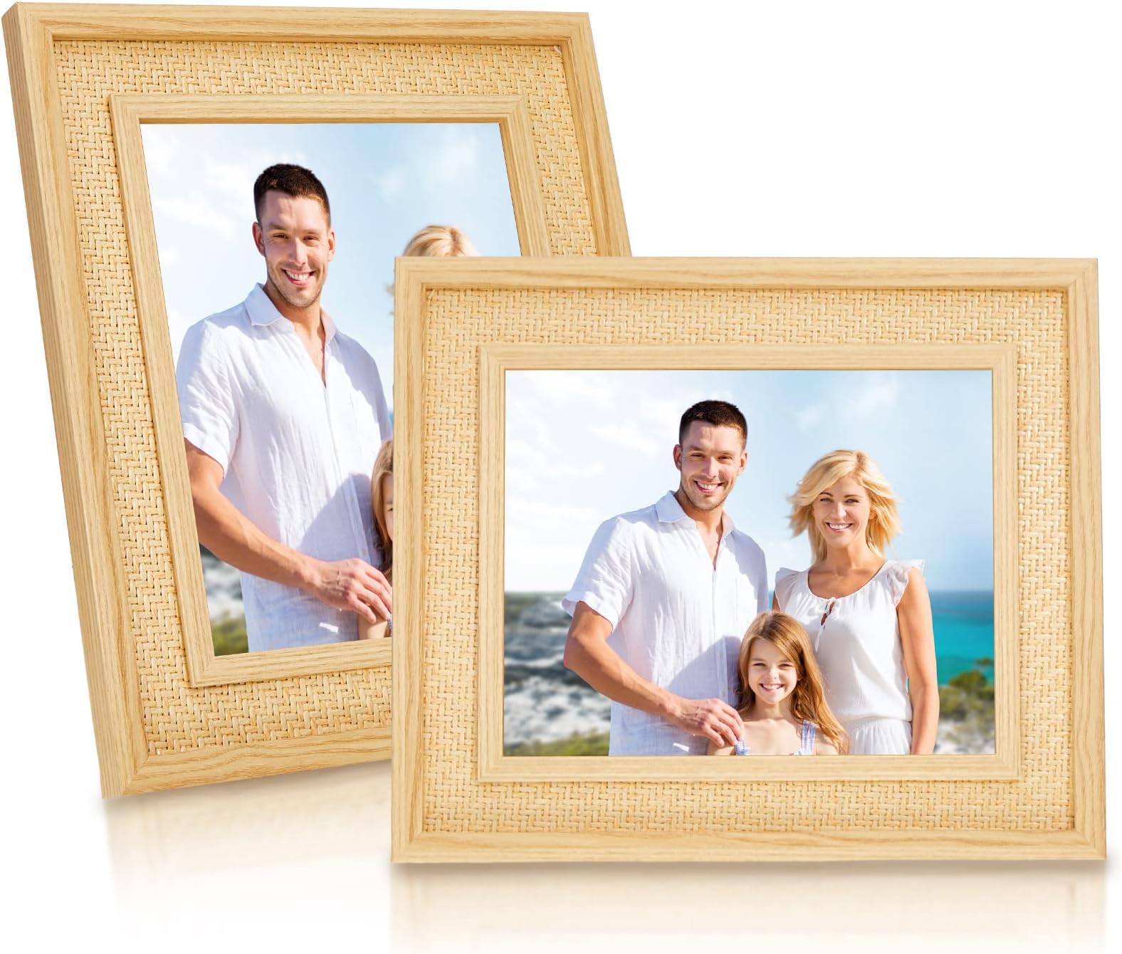 Amazon.com: 2 Pieces Rattan Picture Frame 8 x 10 Inch Boho Picture ...