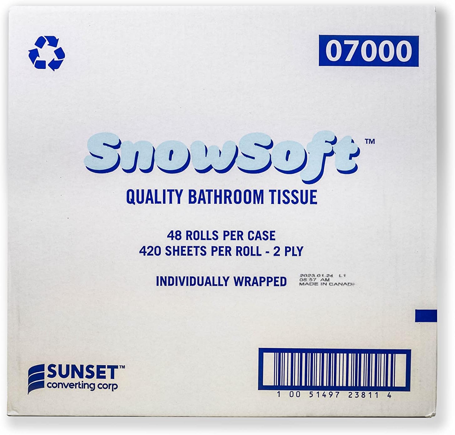 SnowSoft Toiler Paper 48 Rolls Per Case 420 Sheets Per Roll Made In snowsoft-toiler-paper-48-rolls-per-case-420-sheets-per-roll-made-in
