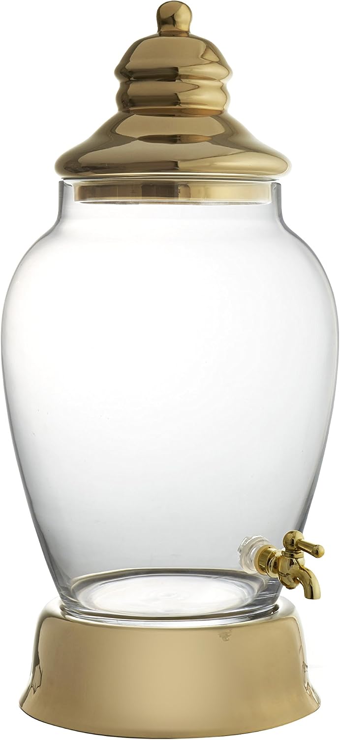 Amazon.com | Fifth Avenue Alexis Glass Beverage Dispenser, Gold: Iced ...