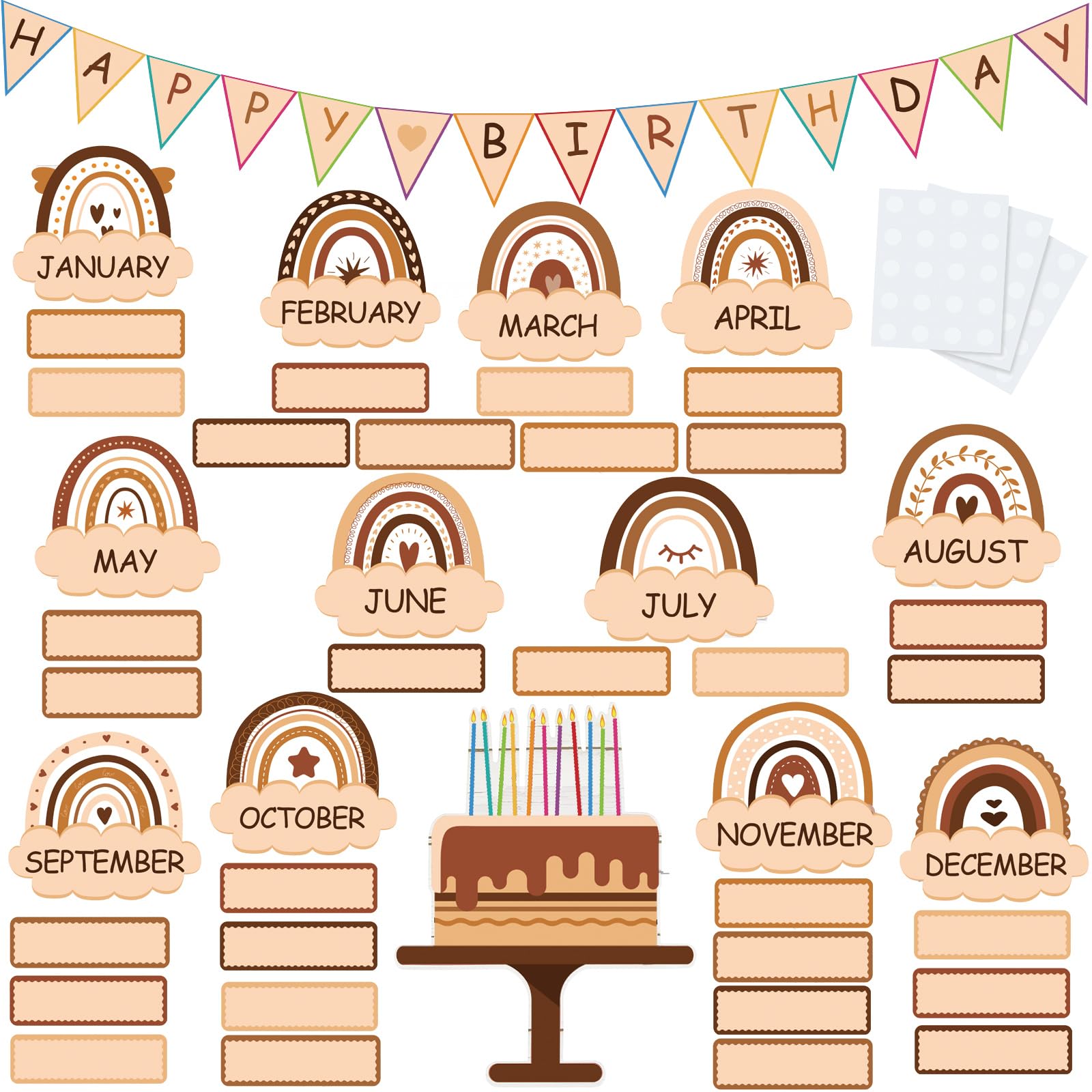 Snapklik.com : 60 Pieces Boho Classroom Decor Birthday Bulletin Board ...