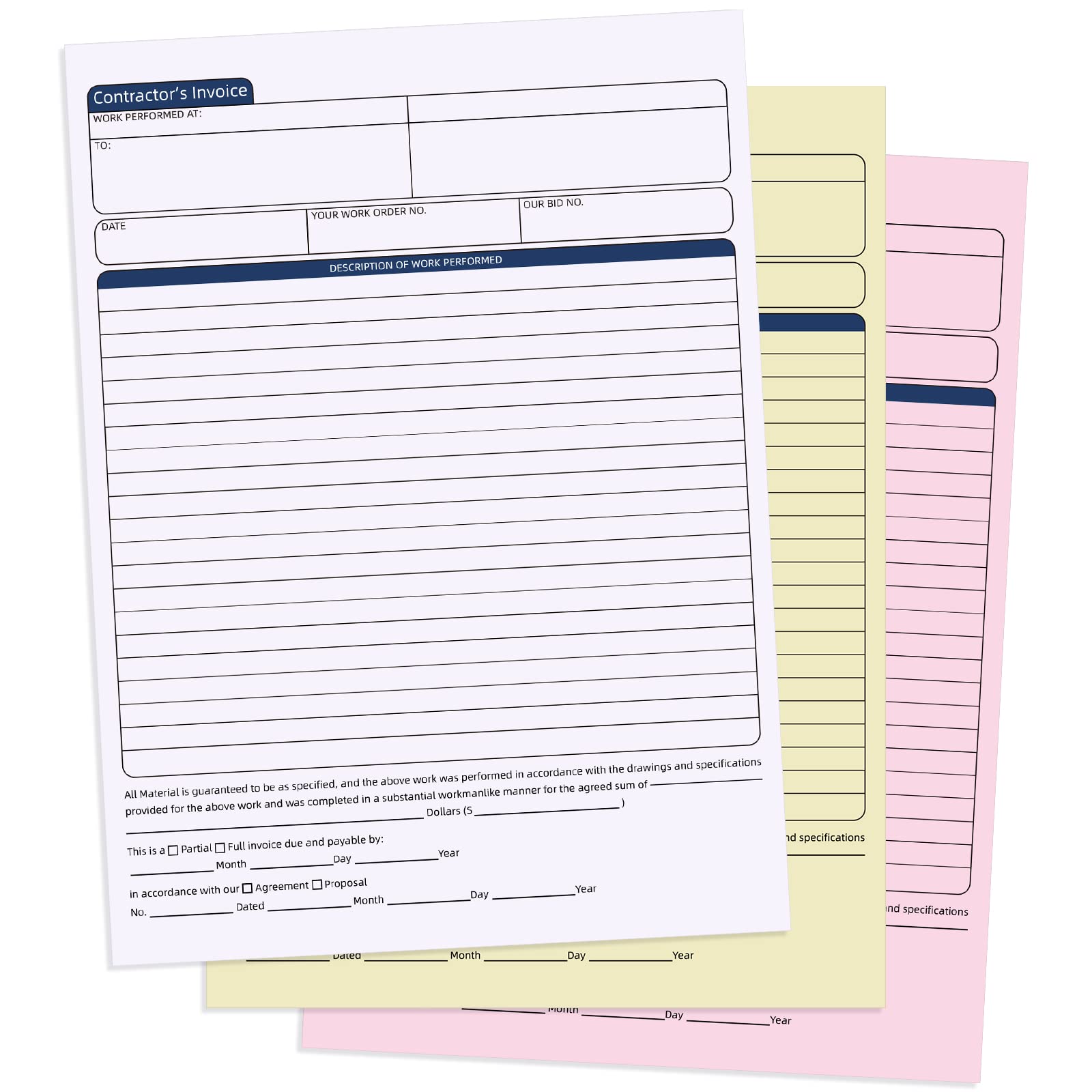 Snapklik.com : Crtiin 2 Pcs Contractors Invoice Book Carbonless Forms ...