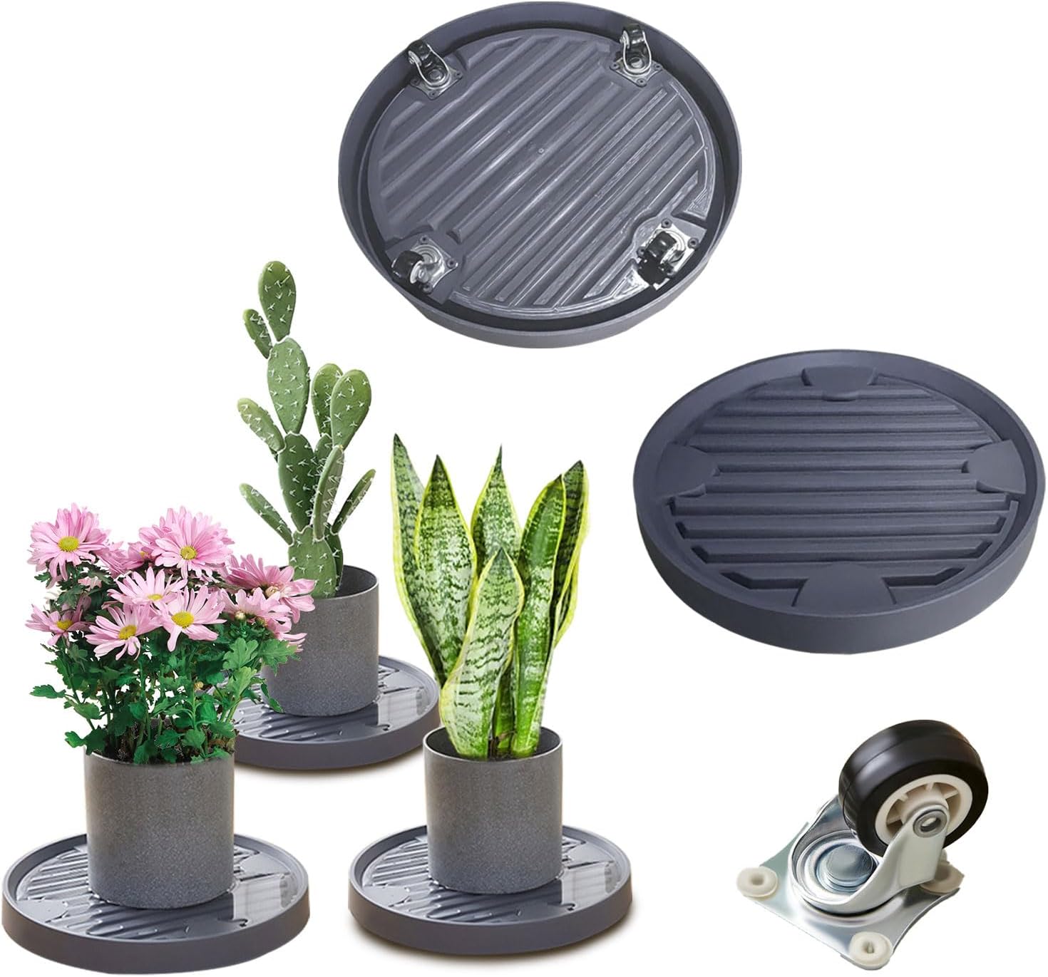Longzhuo Plant Roller, Plant Caddy with 4 Wheels, Plant Saucer Pot for ...