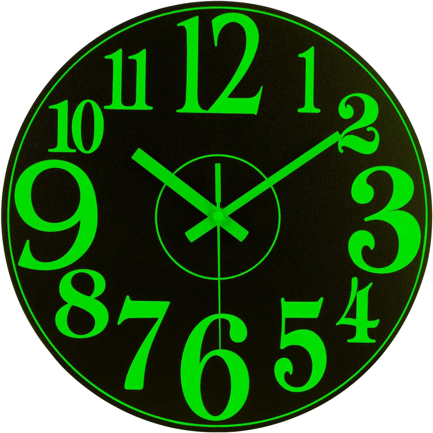 WOOPHEN 12 Inch Luminous Wall Clock Wooden Silent Non-Ticking Battery ...