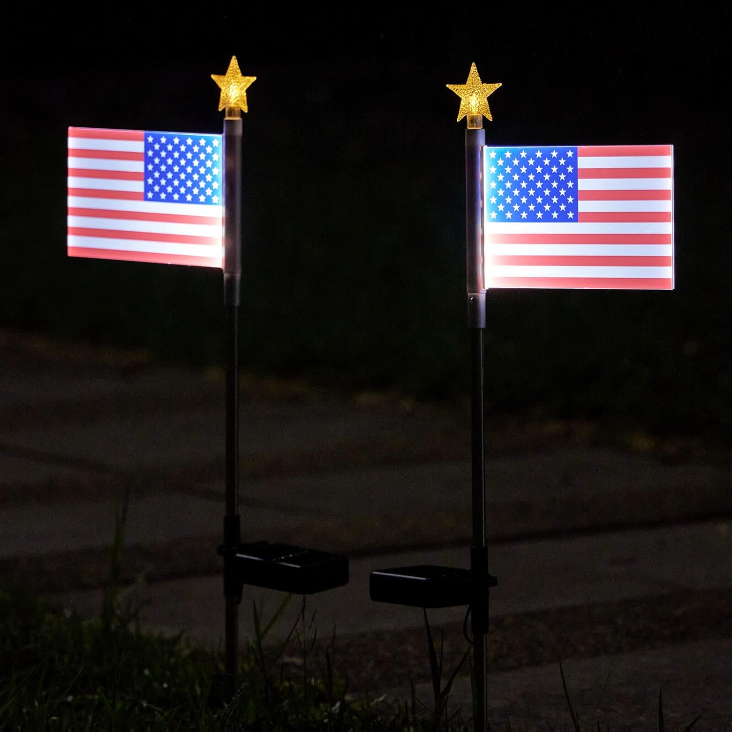 CRILEAL 4th of July Decorations Patriot Solar Light, American Flag ...