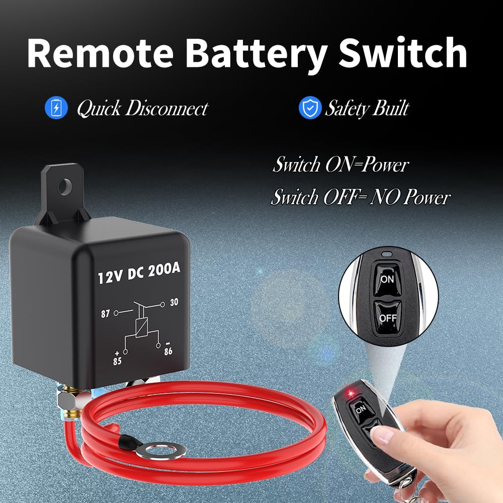 Snapklik.com : Remote Battery Disconnect Switch Kit, 200A DC 12V Top ...