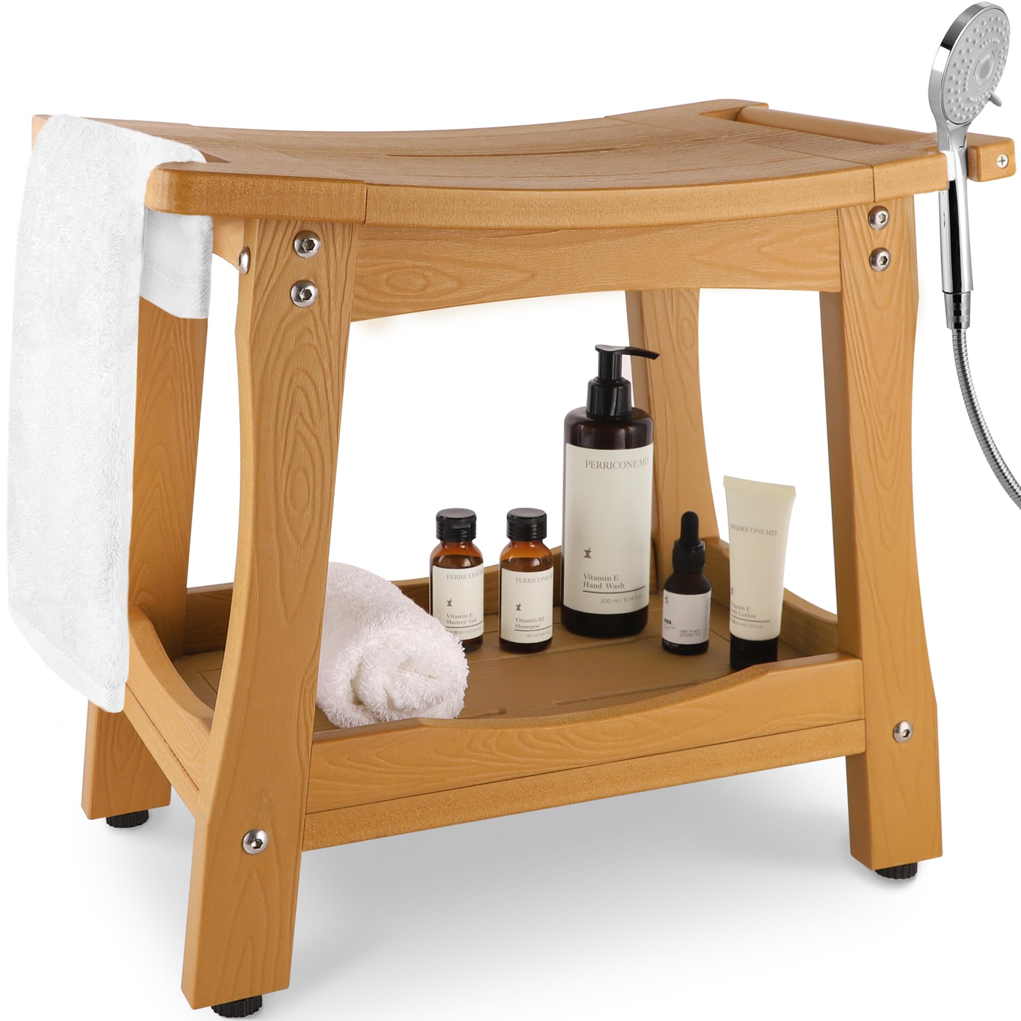 Amazon.com: Y&M 2-Tier Bathroom Shower Bench with Waterproof Storage ...